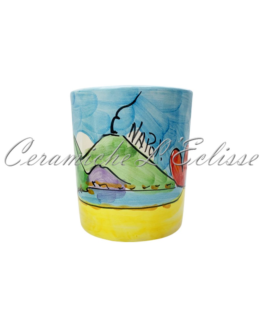 Tazzine da Caffè in Ceramica di Vietri Cilindrica decoro Napoli